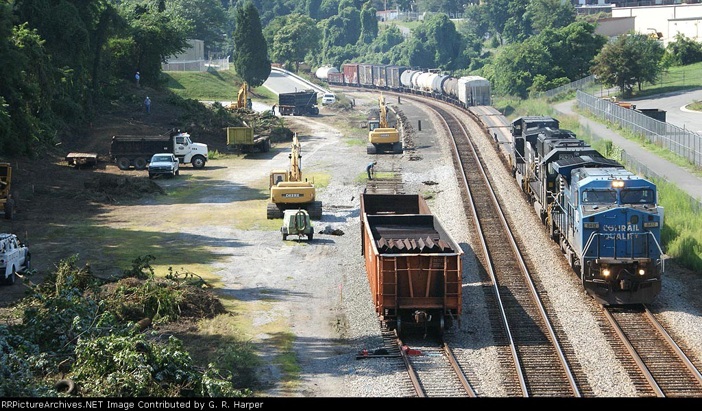 NS train 12R passes by construction activity on Day 2
